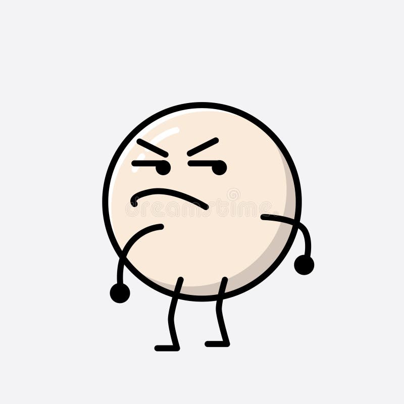 Cute White Ball Mascot Vector Character in Flat Design Style Stock ...