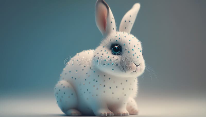 Cute White Bunny with Dots Ai, Generative Stock Illustration ...