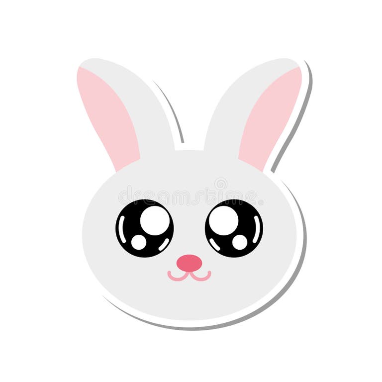 Cute White Bunny Face. Vector Stock Vector - Illustration of mascot ...
