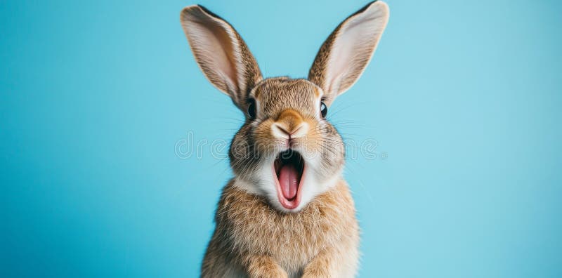A Cute White Bunny or Rabbit, Smiling and Laughing, Isolated with Space ...