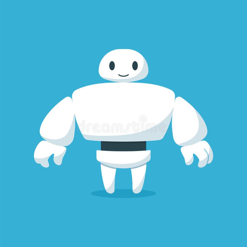 Cute White Cartoon Robot, Standing Pose Flat Style Stock Illustration ...