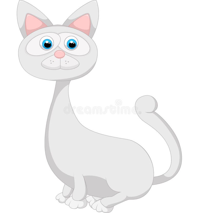 Cute white cat cartoon stock vector. Illustration of funny - 59493707