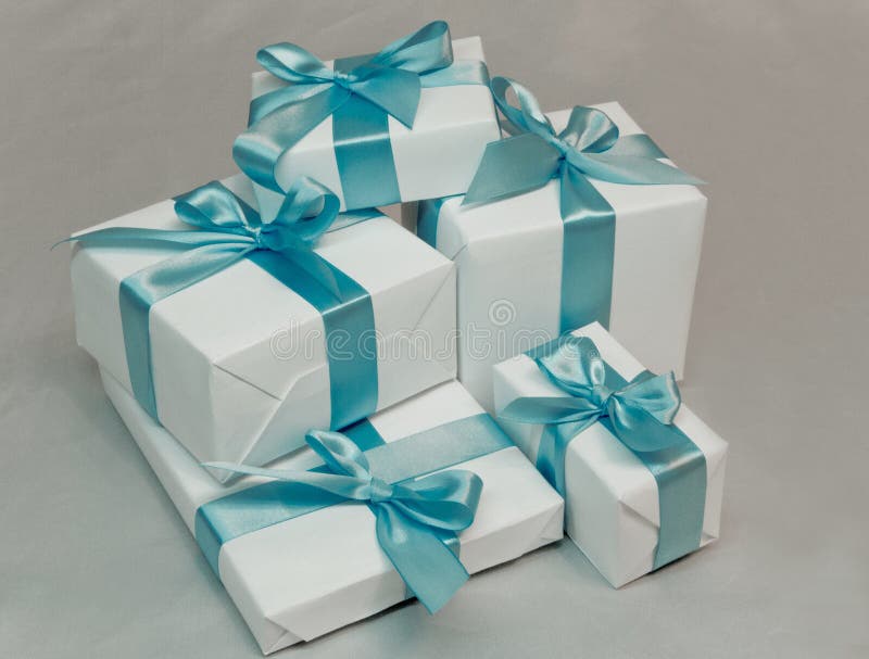 Cute white gift boxes stock photo. Image of holiday, material - 12028564