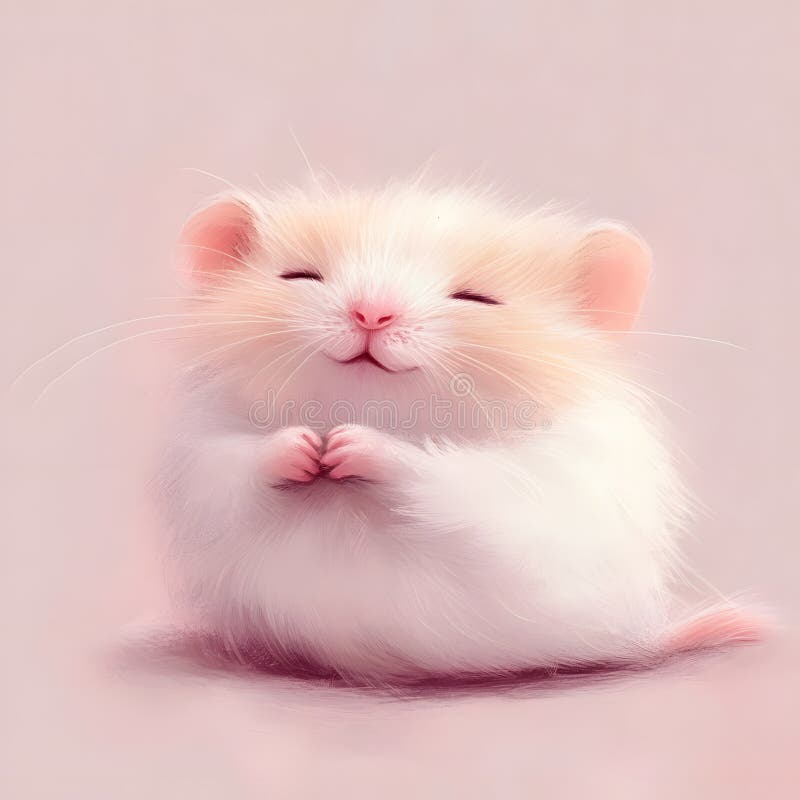 Cute White Hamster with a Joyful Expression Stock Illustration ...