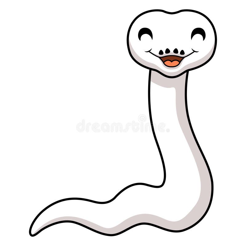 Cute White Leucistic Ball Python Snake Cartoon Stock Vector ...