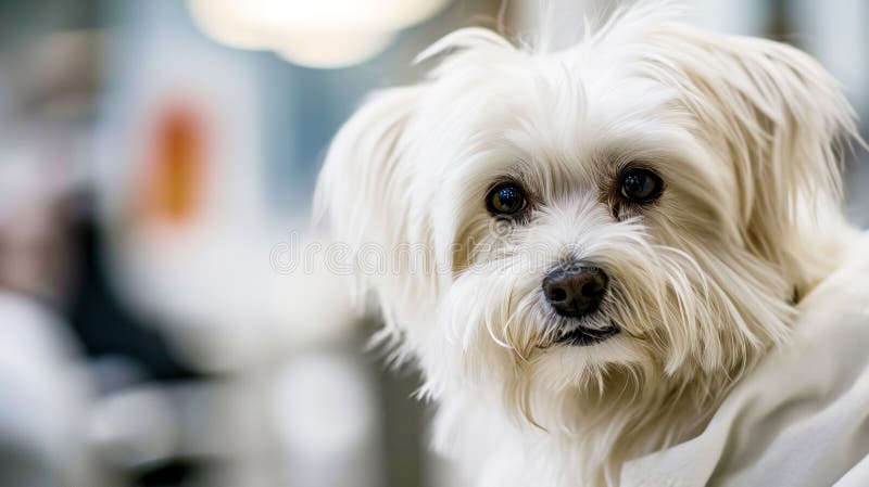 Cute White Maltese Puppy Looking at the Camera Stock Image - Image of ...