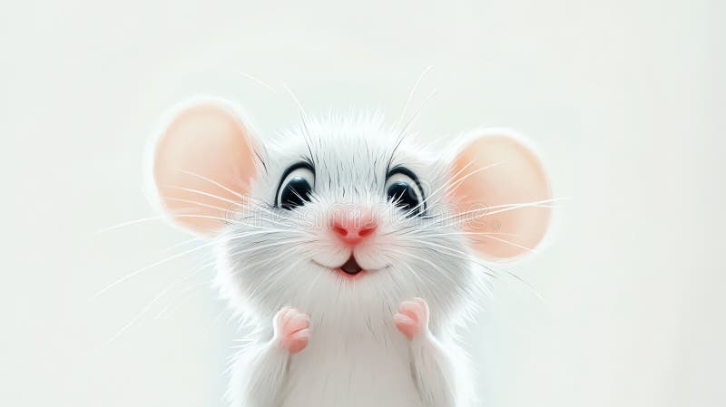 Cute White Mouse with Big Expressive Eyes Stock Illustration ...