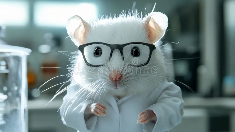 Cute White Mouse Scientist Working in Modern Lab Stock Footage - Video ...