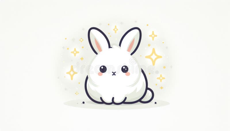 Cute White Pixel Art Bunny with Sparkles Stock Illustration ...