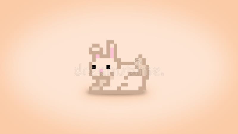 Cute White Pixel Rabbit Background - High Res 8 Bit Wallpaper Stock ...