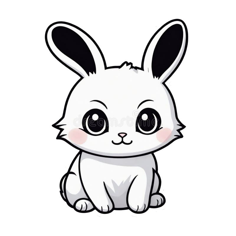 White Rabbit Kawaii Sticker Graphics Stock Photo - Illustration of cart ...