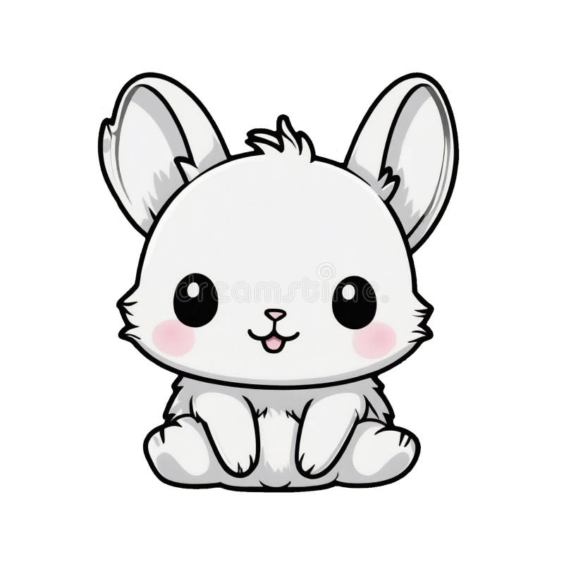 White Rabbit Kawaii Sticker Graphics Stock Photo - Illustration of ...