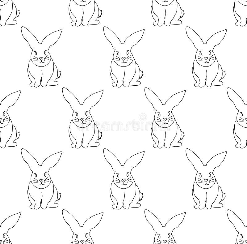 Cute White Rabbit Seamless Background. Vector Illustration. Stock ...