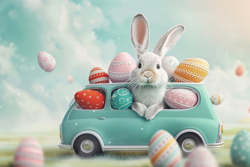 Easter Bunnys Egg Delivery stock illustration. Illustration of easter ...