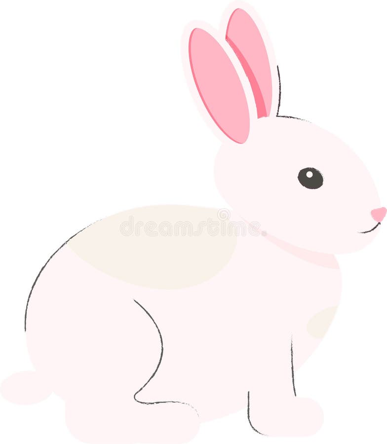 Cute white rabbit sitting stock vector. Illustration of happy - 242223447