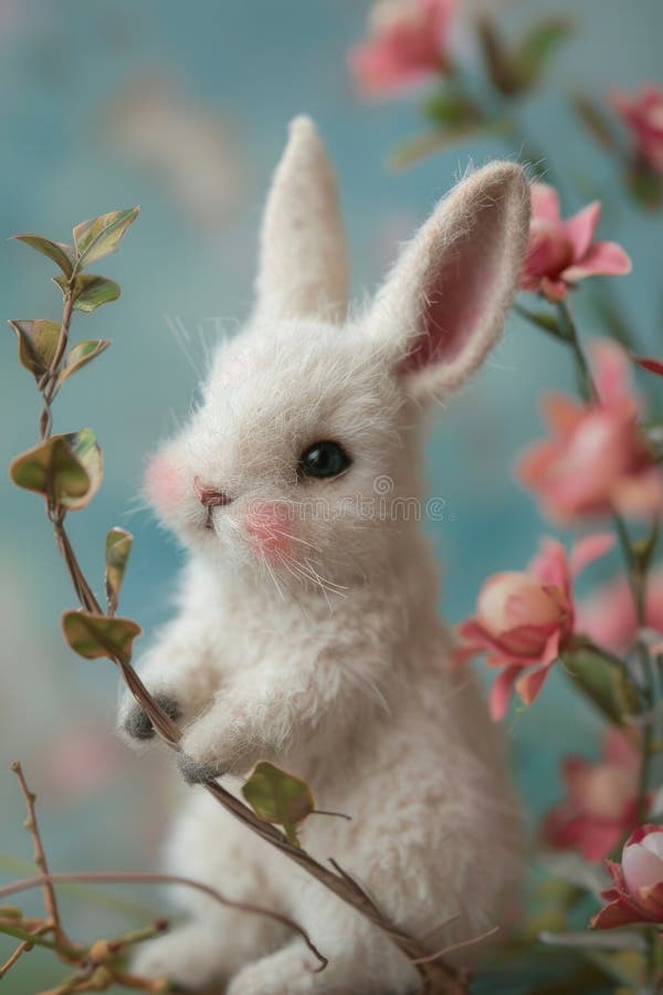 A Cute White Rabbit Sitting on a Tree Branch, Suitable for Nature ...