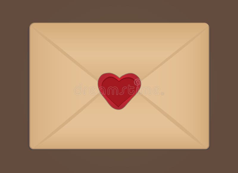 Cute White Sealed Envelope with Heart Sticker on Brown Background Stock ...