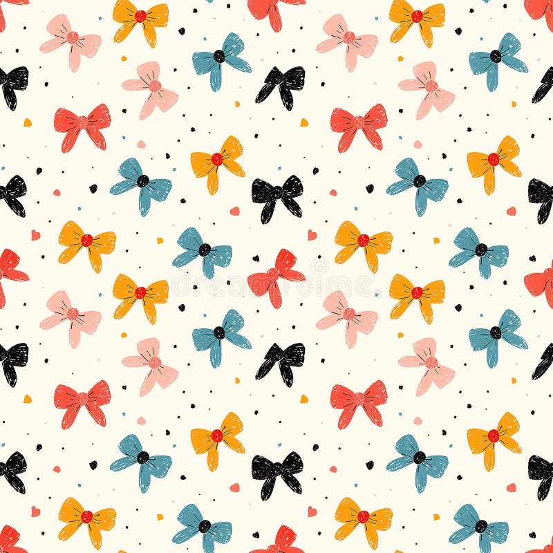 Cute White Seamless Pattern Background with Bows Stock Photo - Image of ...