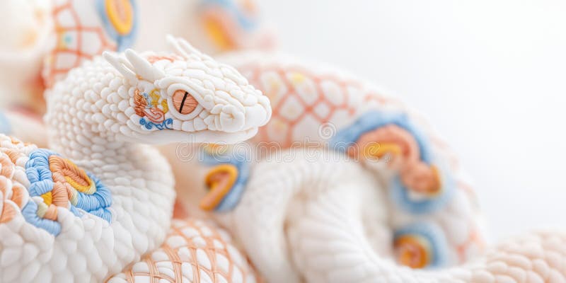 Cute White Snake with Intricate Patterns and Dragon Like Face Stock ...