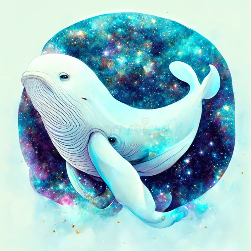 Cute Whale in Cosmic Space. Cartoon Vector Illustration for Children ...