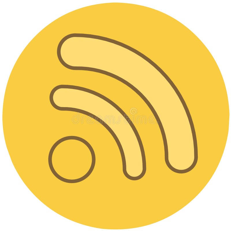 Cute Wifi Icon on Yellow Button on White Background. Stock Vector - Illustration of comic ...