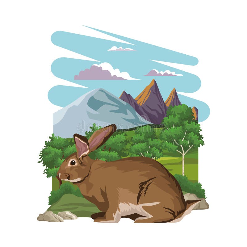 Cute Wild Rabbit in the Landscape Stock Vector - Illustration of ...