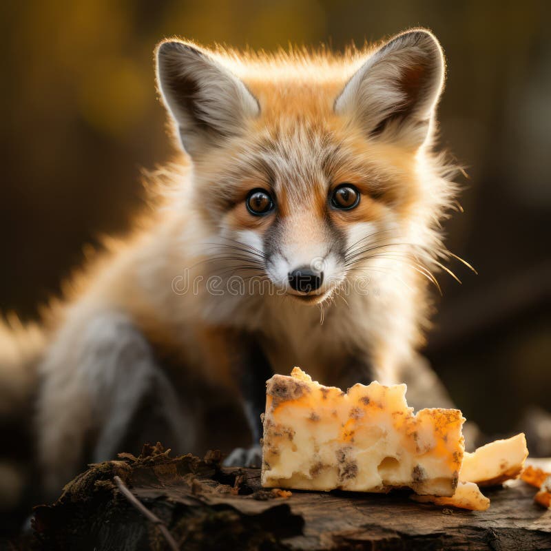 Hungry and Cute Wild Red Fox Looking at Cheese, AI Generated Stock ...