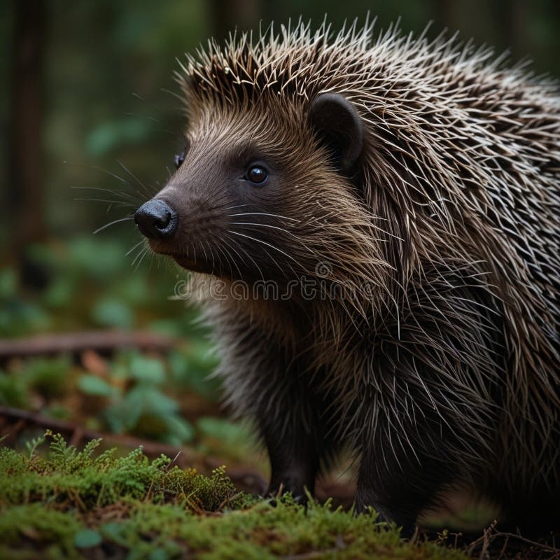 Cute Wild Spiky Hedgehog in the Forest Stock Illustration ...