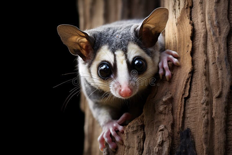 Cute Wild Sugar Glider in Tree Stock Illustration - Illustration of ...