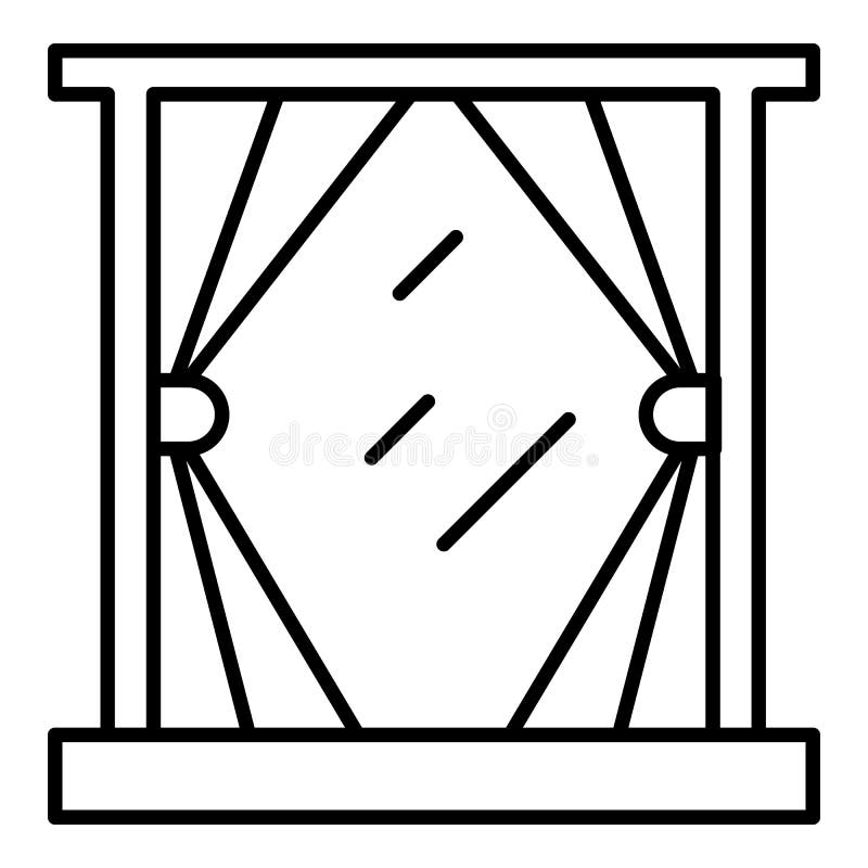Cute Window Curtain Icon, Outline Style Stock Vector - Illustration of ...
