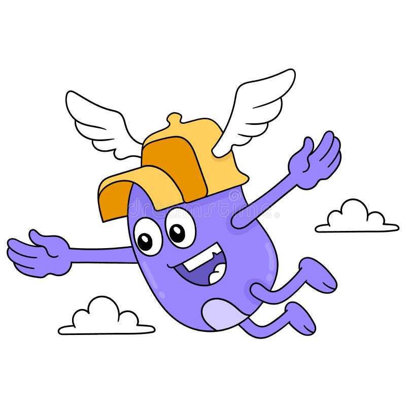 Cute Winged Creatures Flying Around the Sky, Doodle Icon Image Kawaii ...