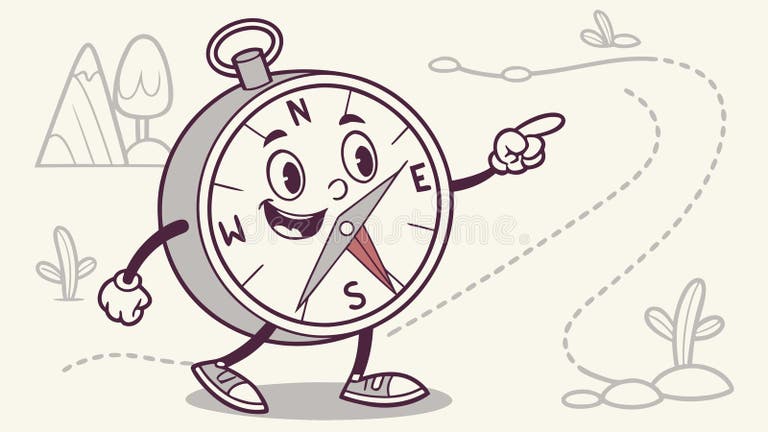 Playful Compass Character with a Winking Face, Travel and Direction ...