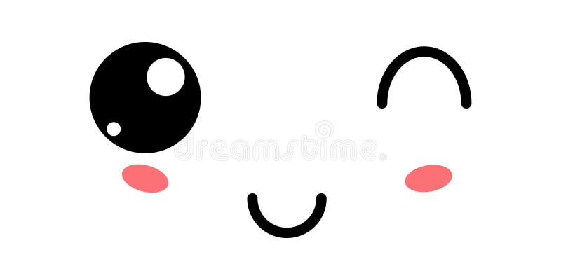 Cute Winking Kawaii Icon stock vector. Illustration of love - 344086971