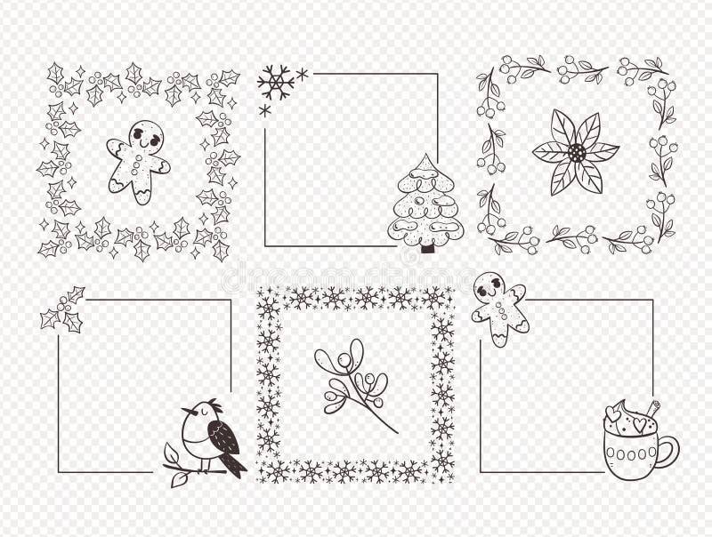 Cute Winter Decorative Doodle Frames Stock Vector - Illustration of ...
