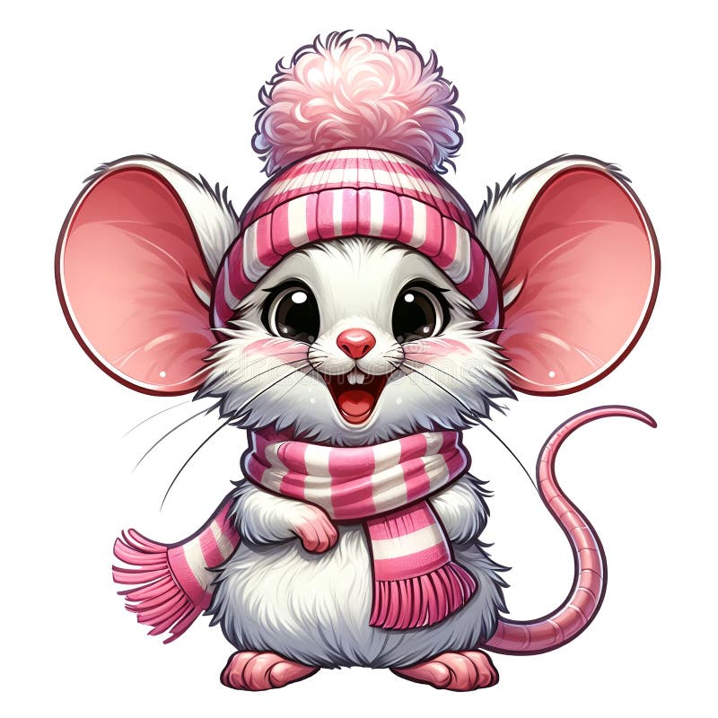 Cute Winter Mouse. Clipart. AI Generated Stock Illustration ...