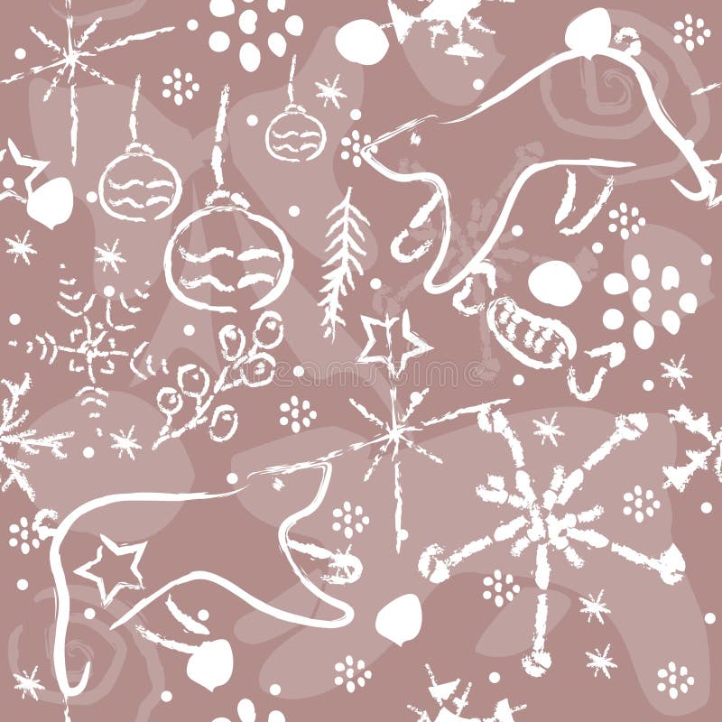 Cute Winter Pattern with Bears and Ornaments. Vector Illustration Stock ...