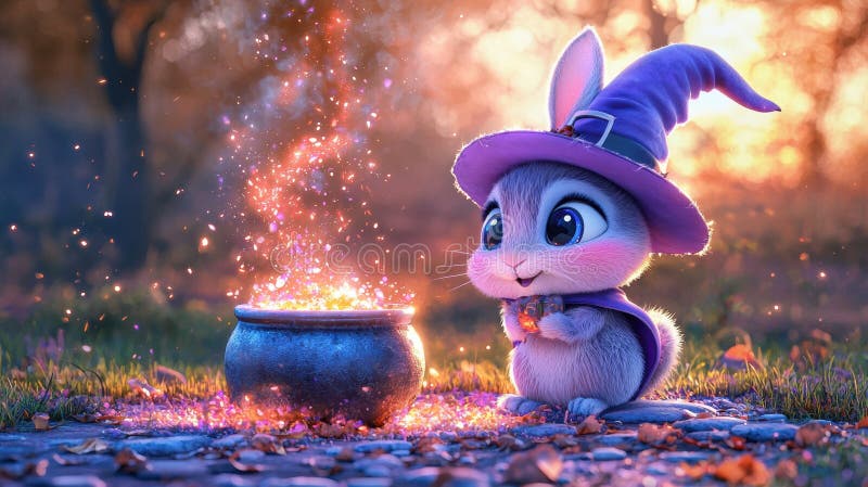 A Cute Witch Bunny stock illustration. Illustration of charm - 335606535