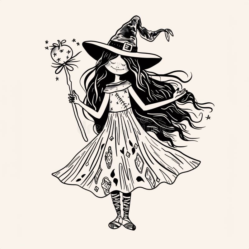 Cute Witch - a Cartoon of a Person Holding a Magic Wand Stock ...