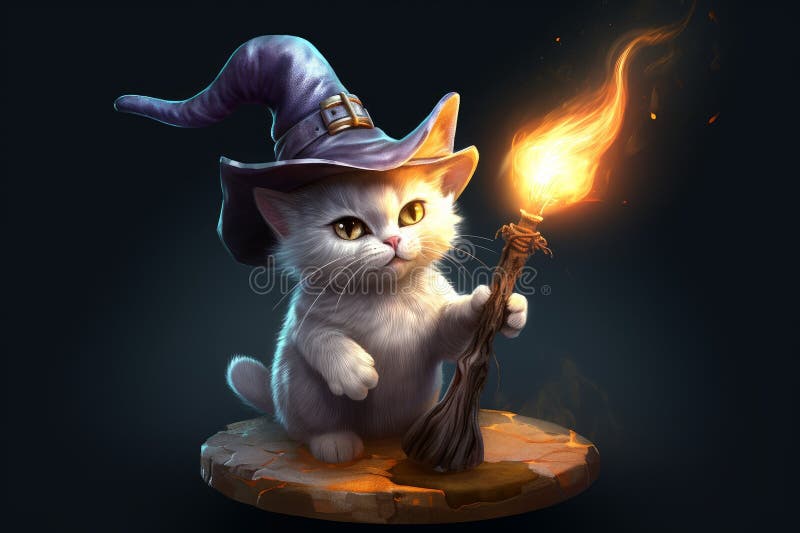 Cute Wizard Cat. Generate Ai Stock Illustration - Illustration of ...