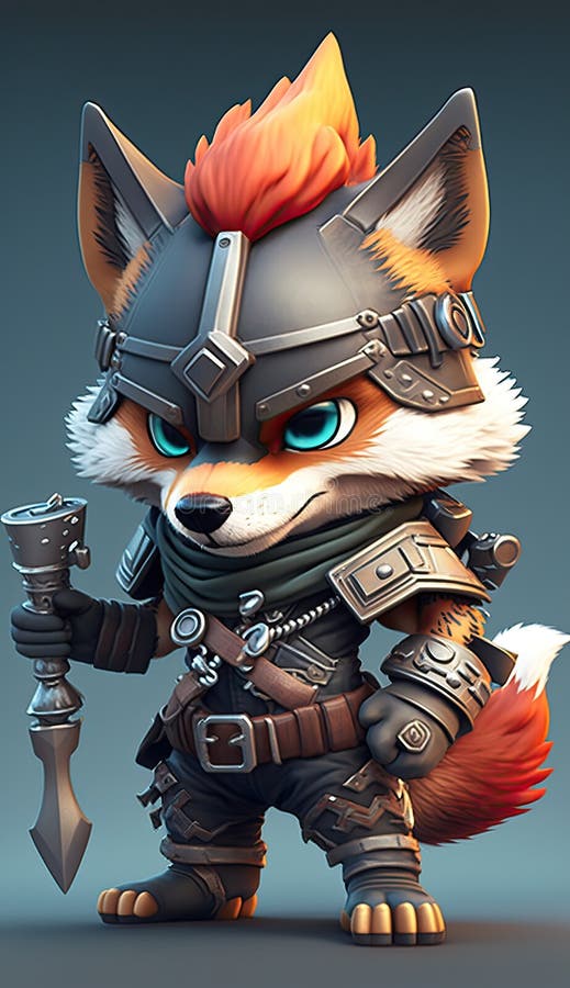 Cute Wolf Animal Warrior 3D Game Model | Generative AI Stock ...
