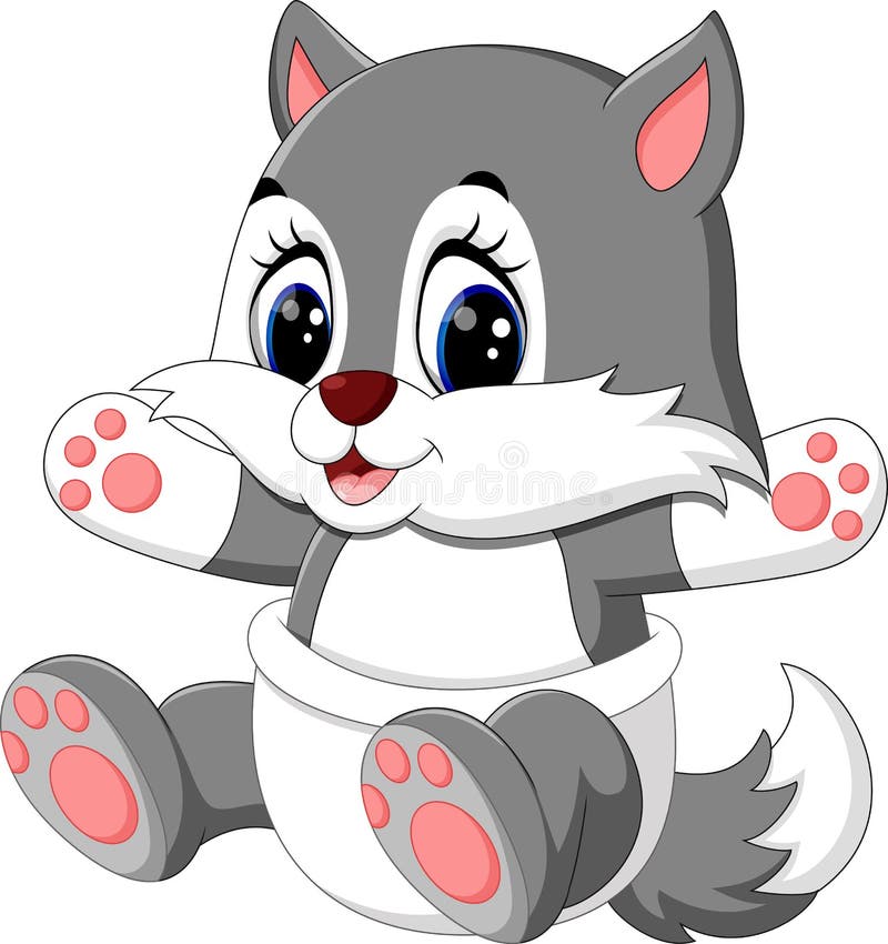 Cute wolf cartoon stock vector. Illustration of cute - 71405273