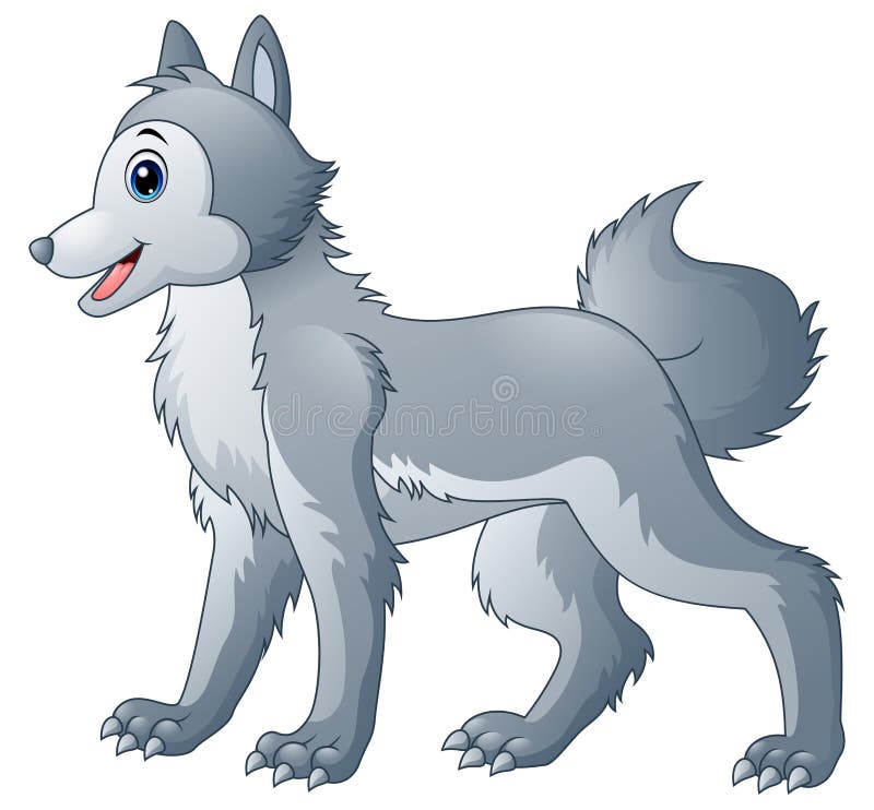 Wolf Cartoon on a White Background Stock Vector - Illustration of back ...