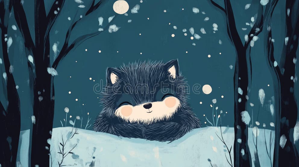 Cute Illustration of a Wolf. Cute Wolf Greeting Card Stock Illustration ...