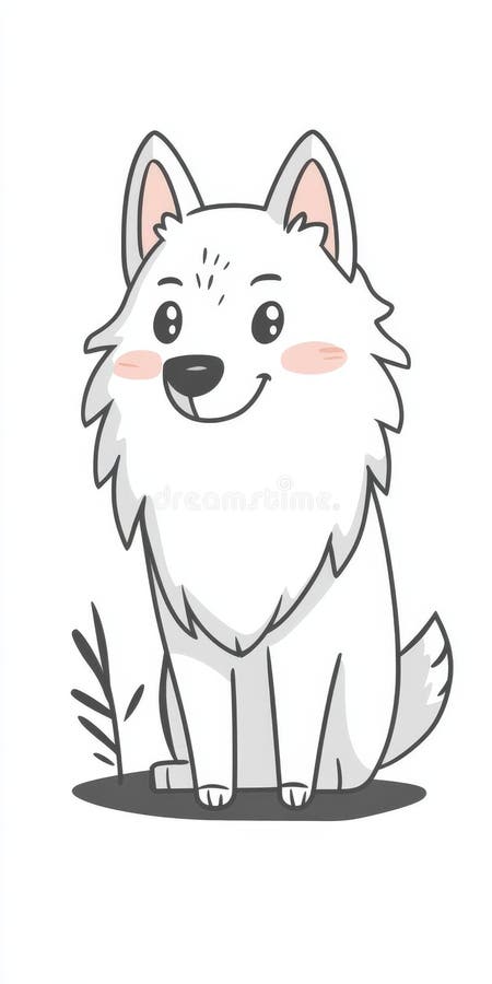 This Cute Wolf Icon Features a Fluffy White Coat and a Happy Smile ...