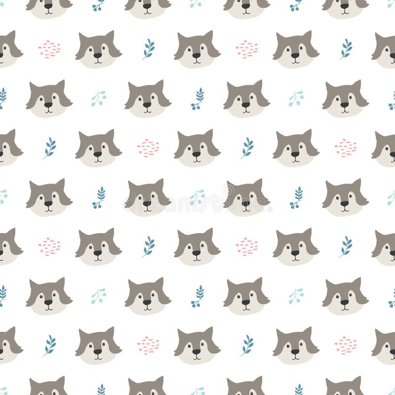 Wolf seamless pattern. stock vector. Illustration of color - 73657006