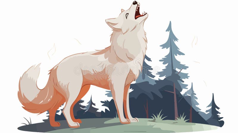 Cute Wolf Standing Howling Vector Illustration Stock Vector ...