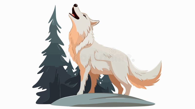 Cute Wolf Standing Howling Vector Illustration Stock Vector ...