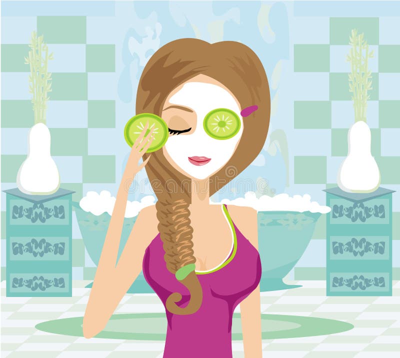 Cute Woman Applying Moisturizer Stock Vector - Illustration of cartoon ...