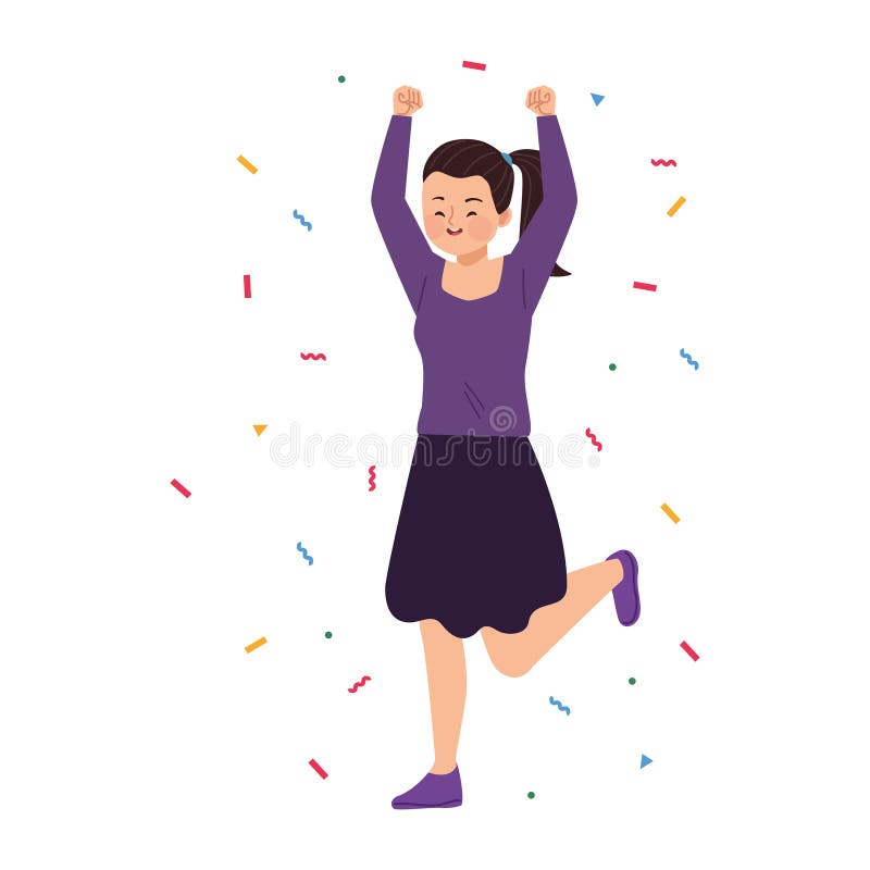 Cute woman celebrating stock vector. Illustration of person - 353736215