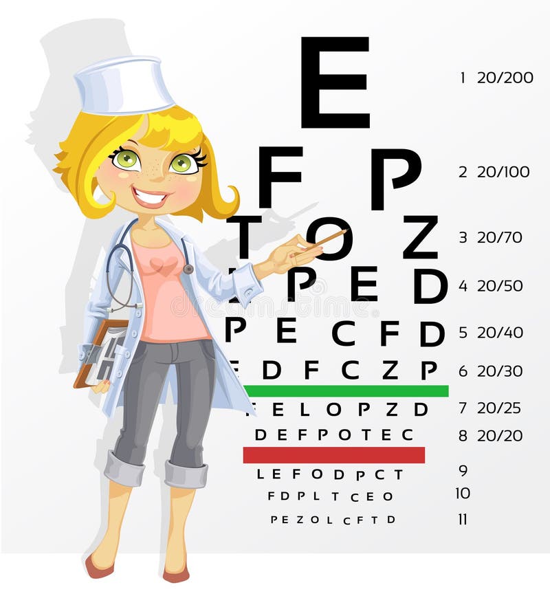 Woman Doctor - Optometrist Testing Visual Acuity Stock Vector ...